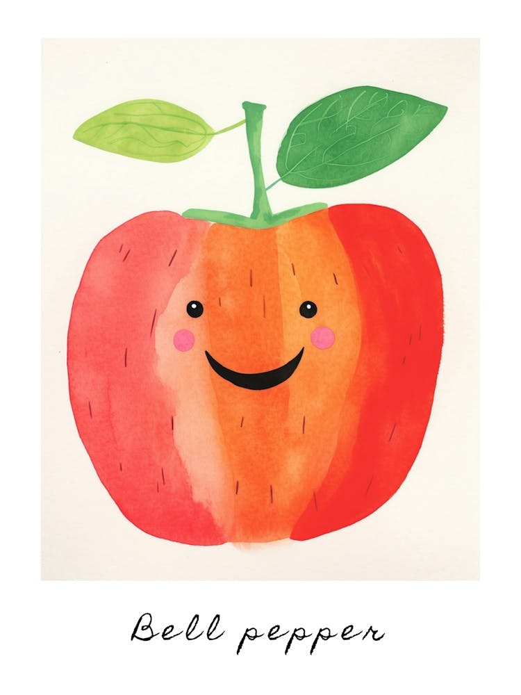 Friendly Kids Bell Pepper 2 Poster Art Print by Scribble Studio – Fy!