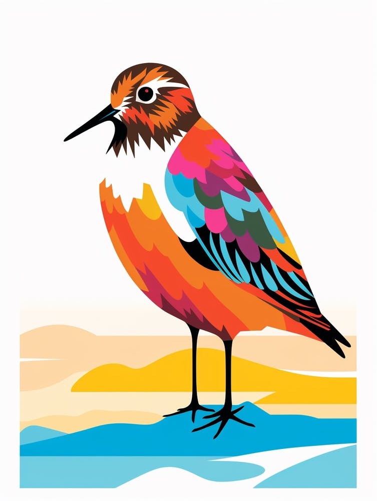 Colourful Geometric Bird Dunlin 3 Art Print by Feathered Muse – Fy!