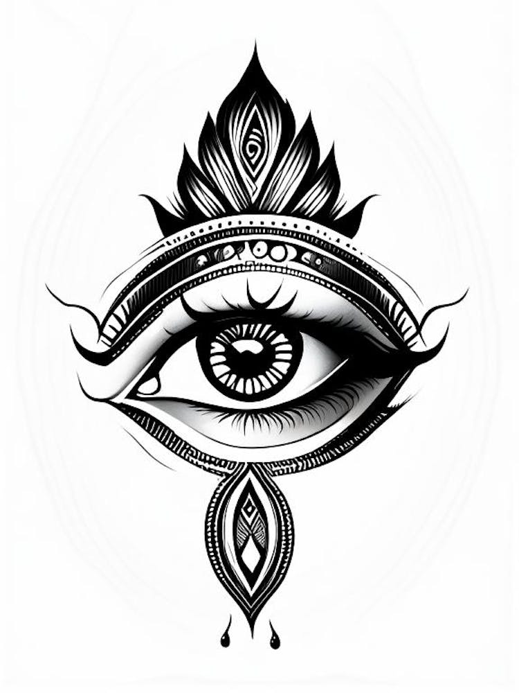 Bindu, Symbol, Third Eye Simple Black & White Illustration 1 Art Print ...