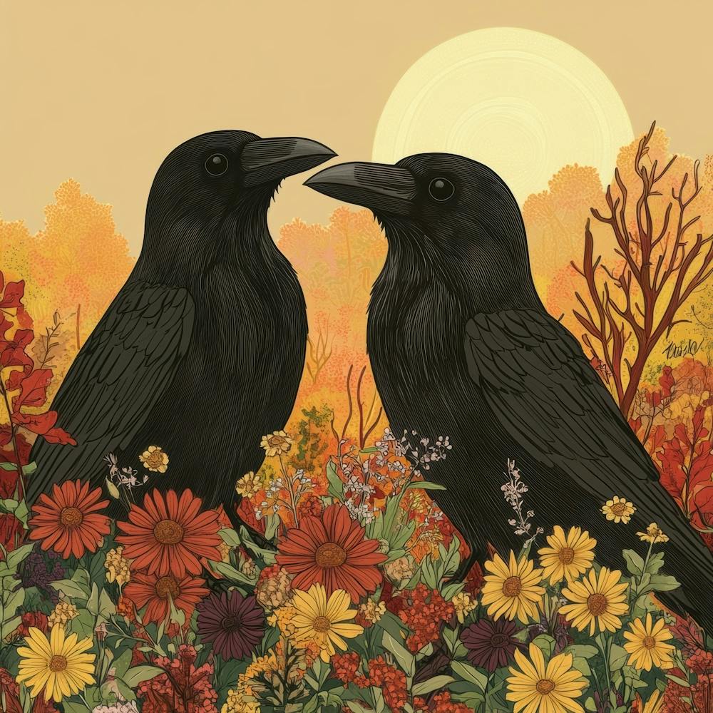 Crows In The Fall Art Print by si9nzation – Fy!