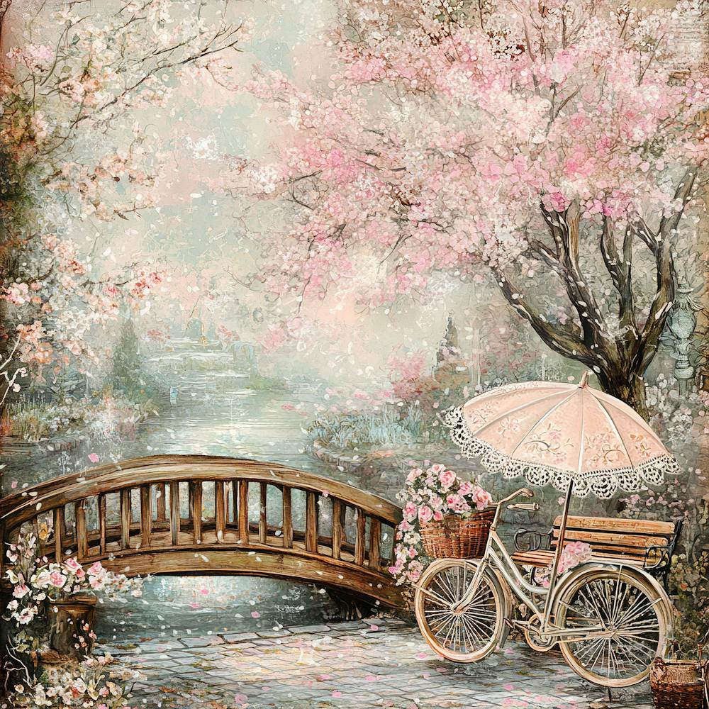 Vintage Cherry Blossom Dreamscape 10 Art Print by BestArt – Fy!