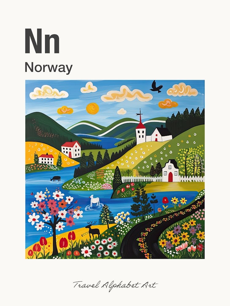 Kids Travel Alphabet Norway 2 Art Print by Scribble Studio – Fy!