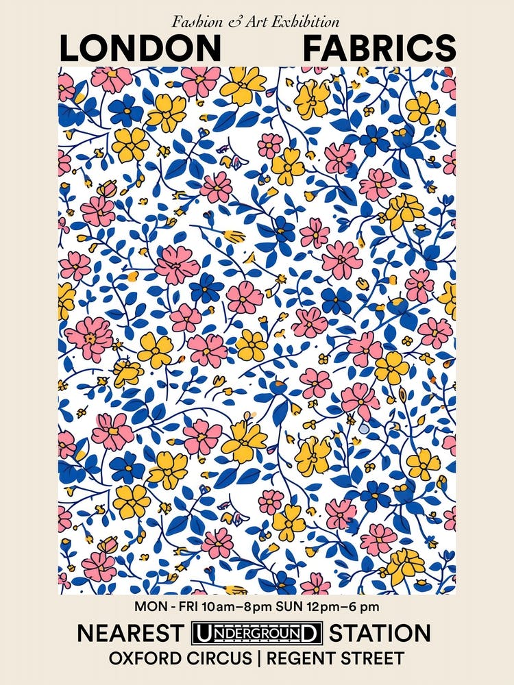 Poster Inspiring Floral London Fabrics Floral Pattern 4 Art Print by ...