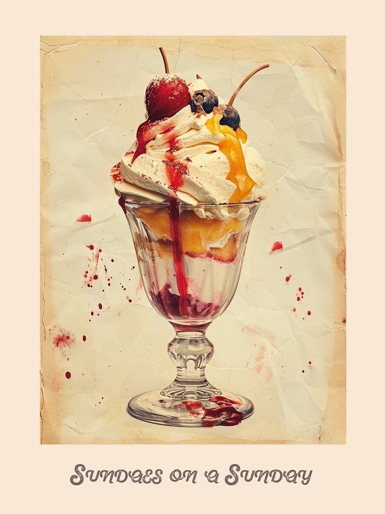Sundaes On A Sunday Poster 1 Art Print by Bubblegum Kitsch – Fy!