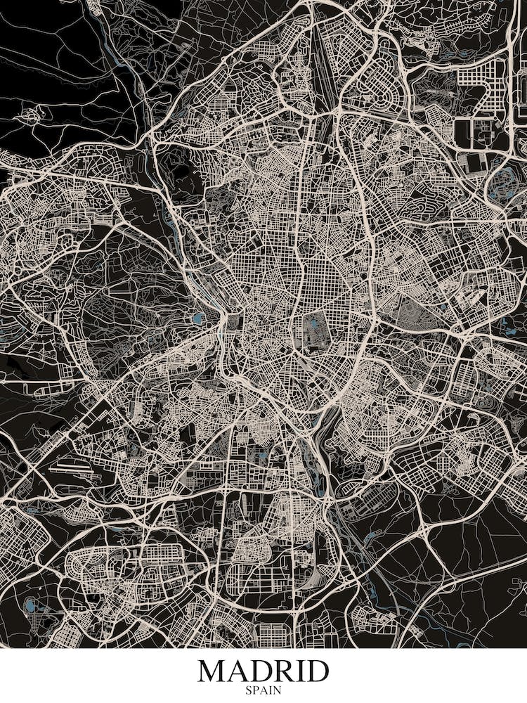 Madrid Black Blue Art Print by Mapply – Fy!