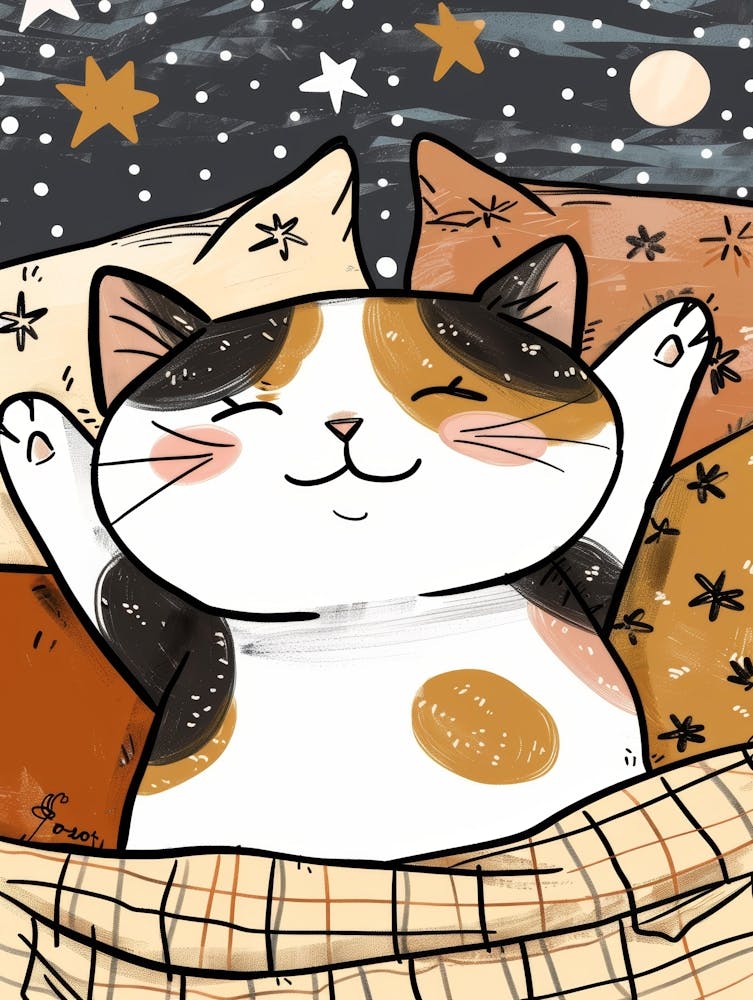 Sleepy Cat Art Print by Moving Clouds Art – Fy!