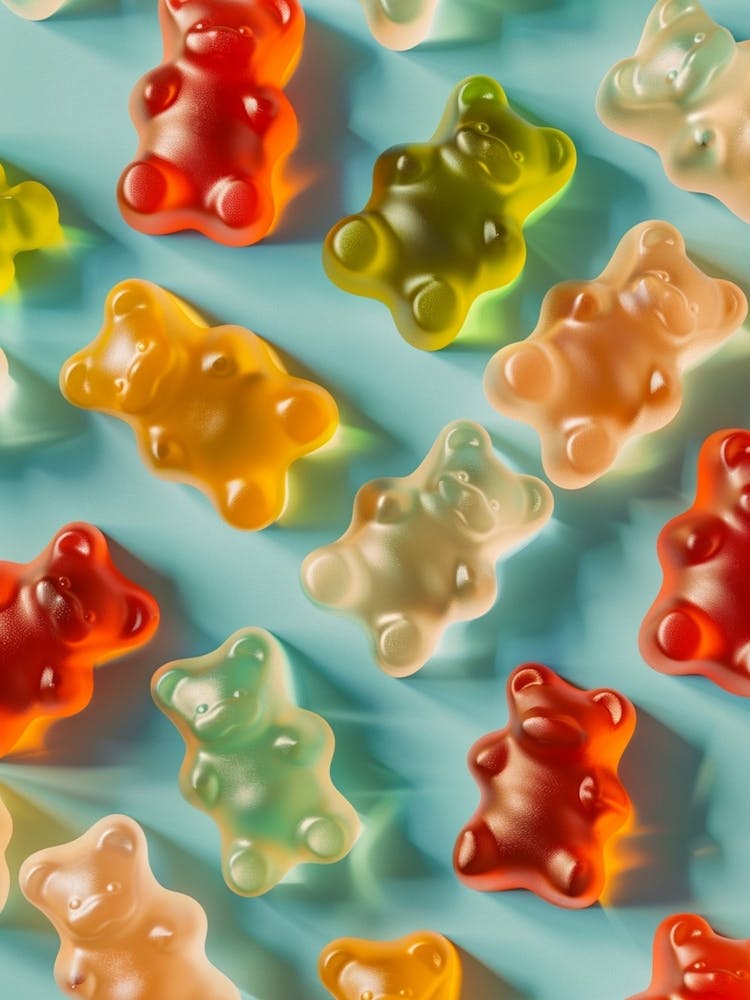 Retro Gummy Bears Candy Sweets Pattern 2 Art Print by Bubblegum Kitsch ...