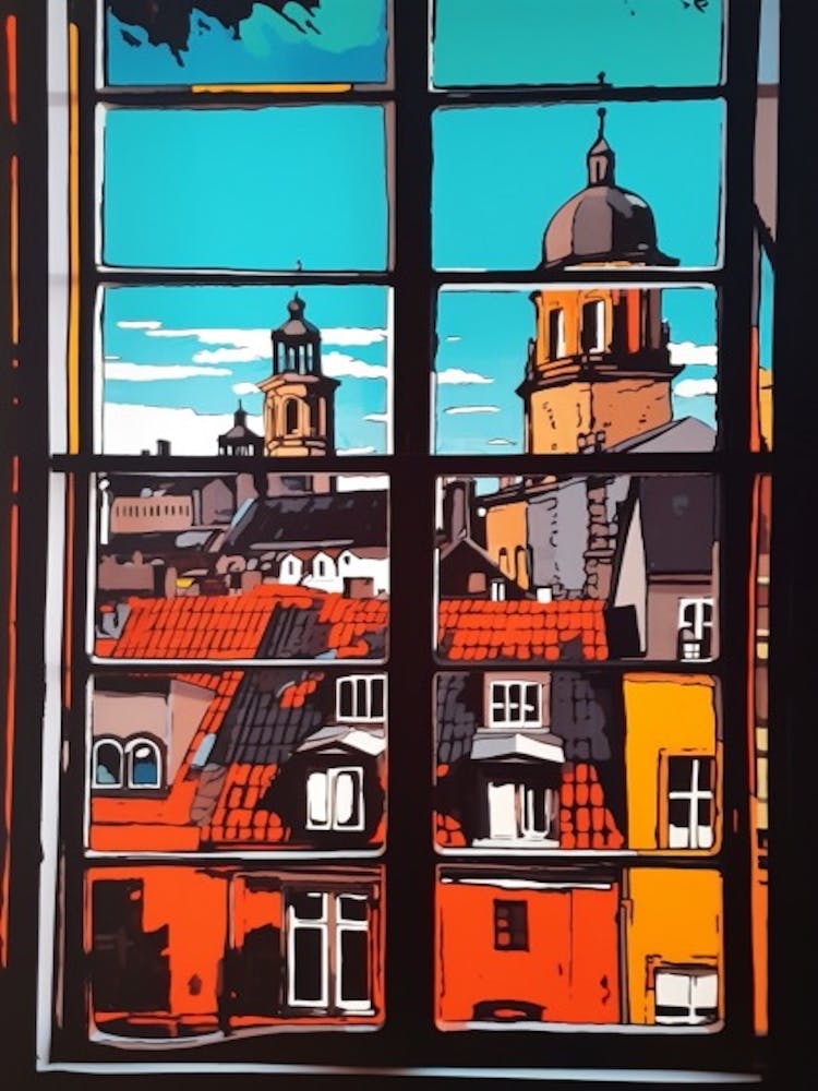 Window View Of Copenhagen Denmark In The Style Of Pop Art 2 Art Print ...