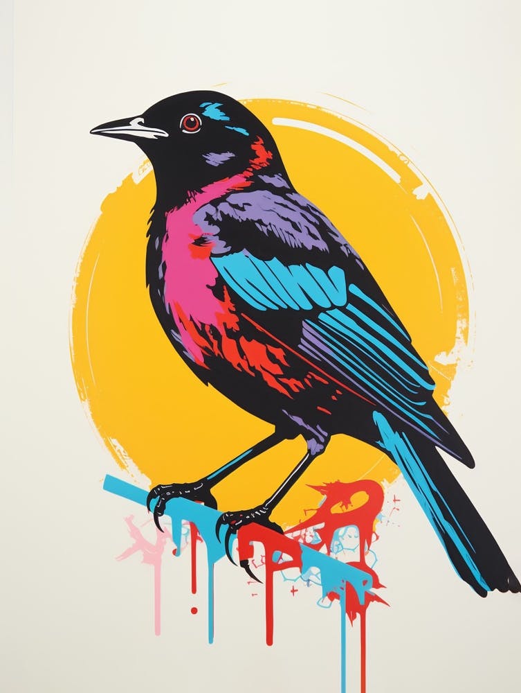Andy Warhol Style Bird Blackbird 4 Art Print by Feathered Muse – Fy!
