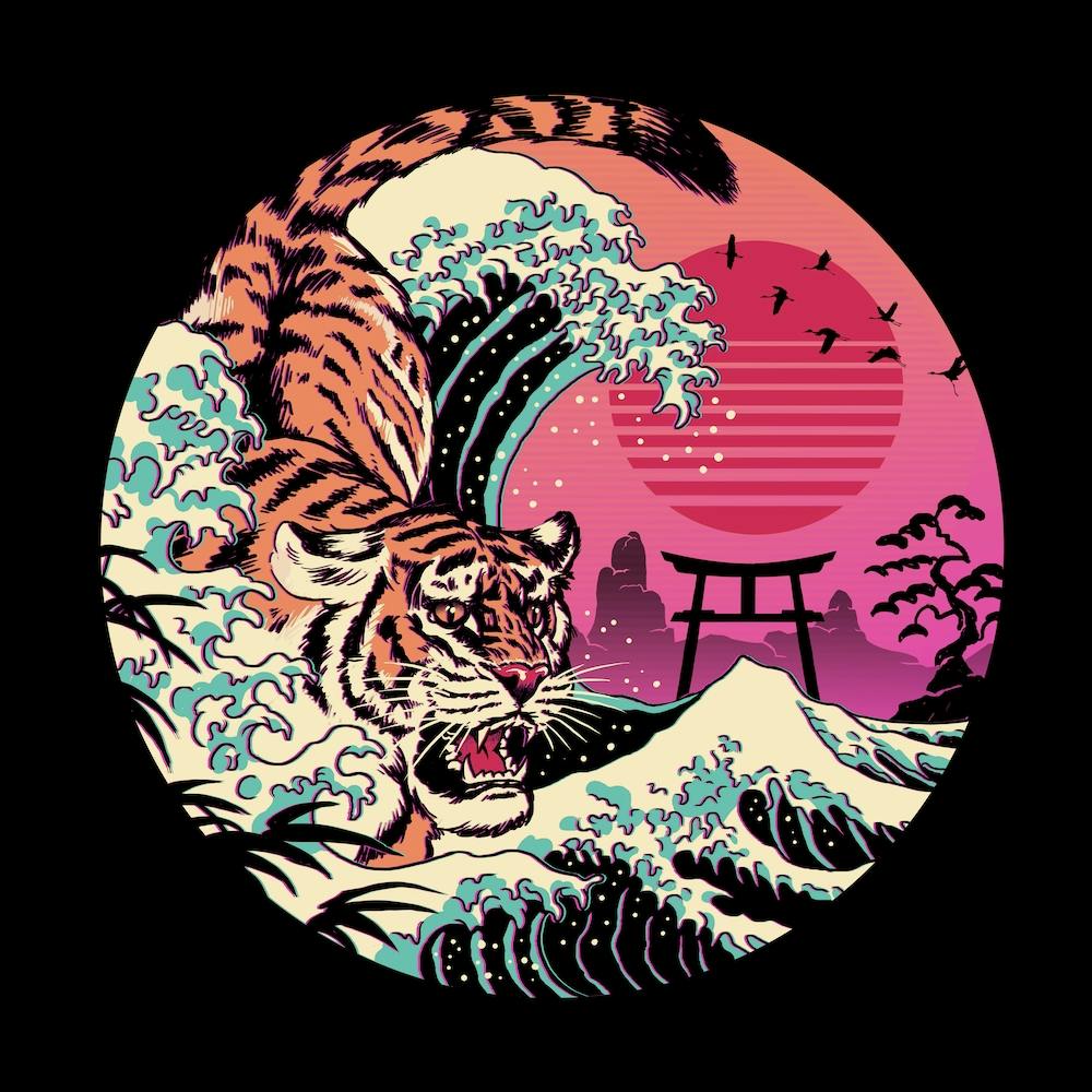 Rad Tiger Wave Square Art Print by Vincent Trinidad Art – Fy!