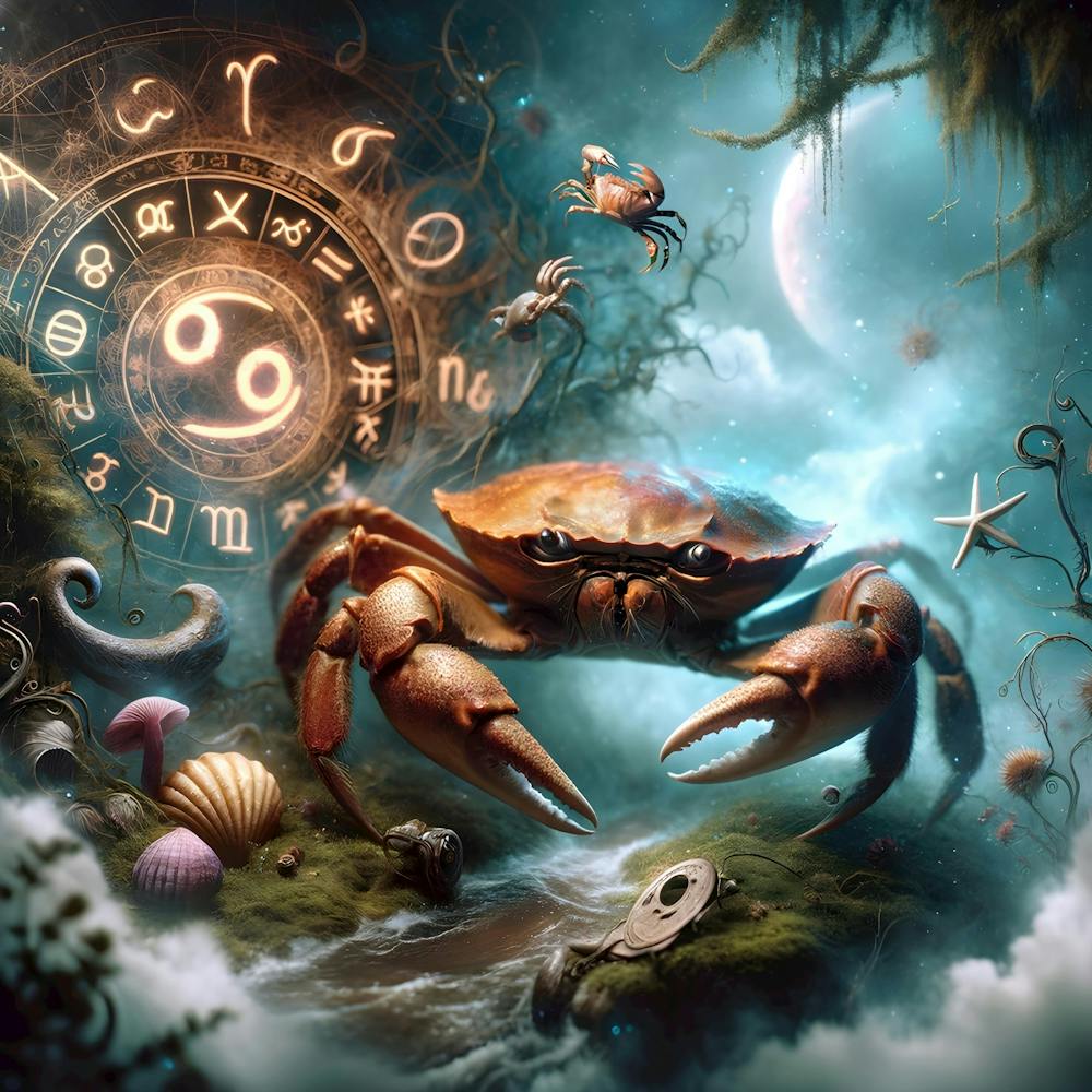 Astrological Dreamscape: Cancer's Mystical Journey Art Print by David ...