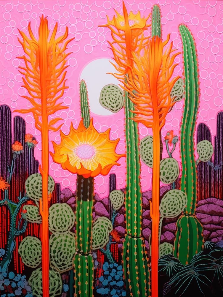 Mexican Style Cactus Illustration Fishhook Cactus 1 Art Print by ...