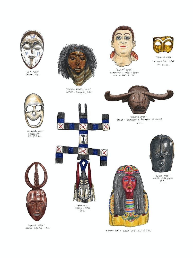African and Middle Eastern Masks Art Print by David Sparshott – Fy!