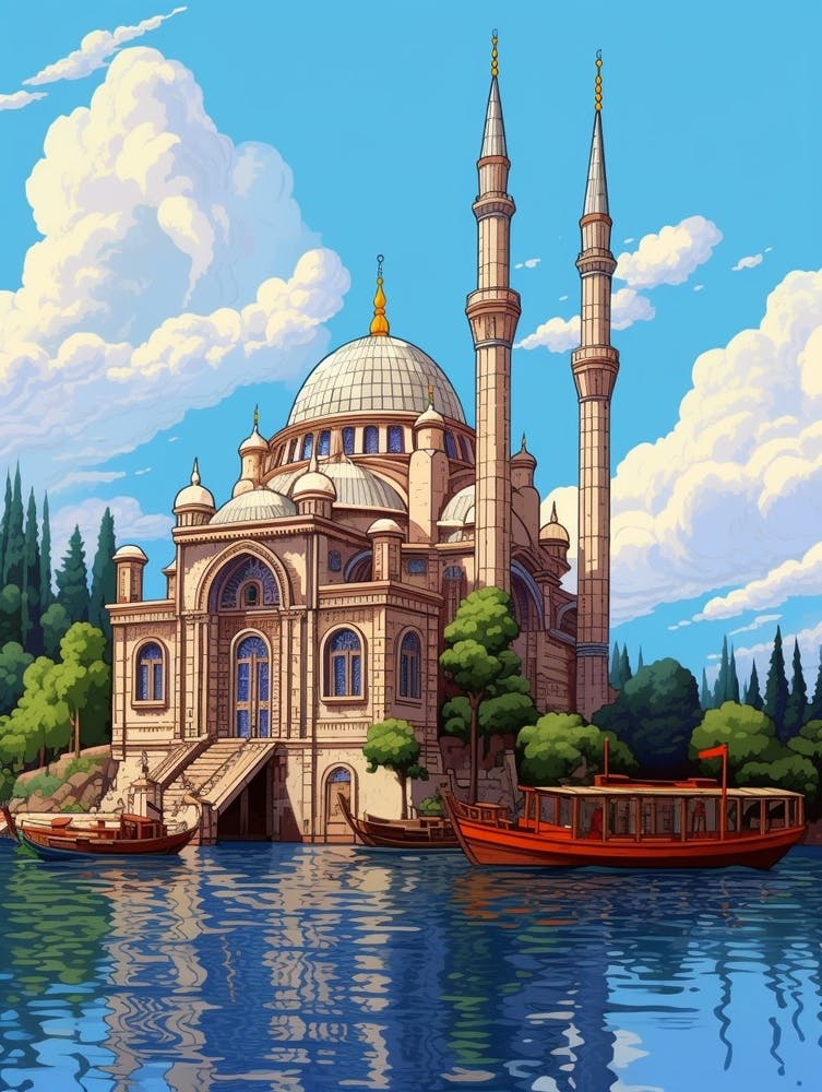 Ortaky Mosque Pixel Art 6 Art Print by PixelPerfect – Fy!
