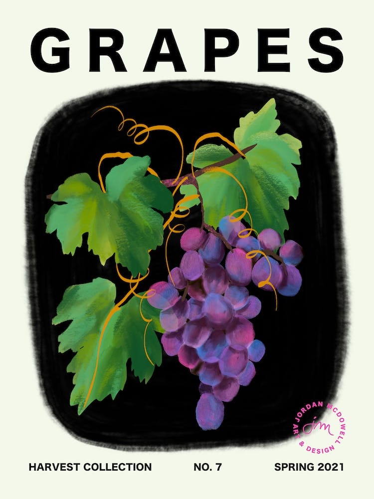 Grapes Fruit Kitchen Typography Art Print by Jordan McDowell – Fy!