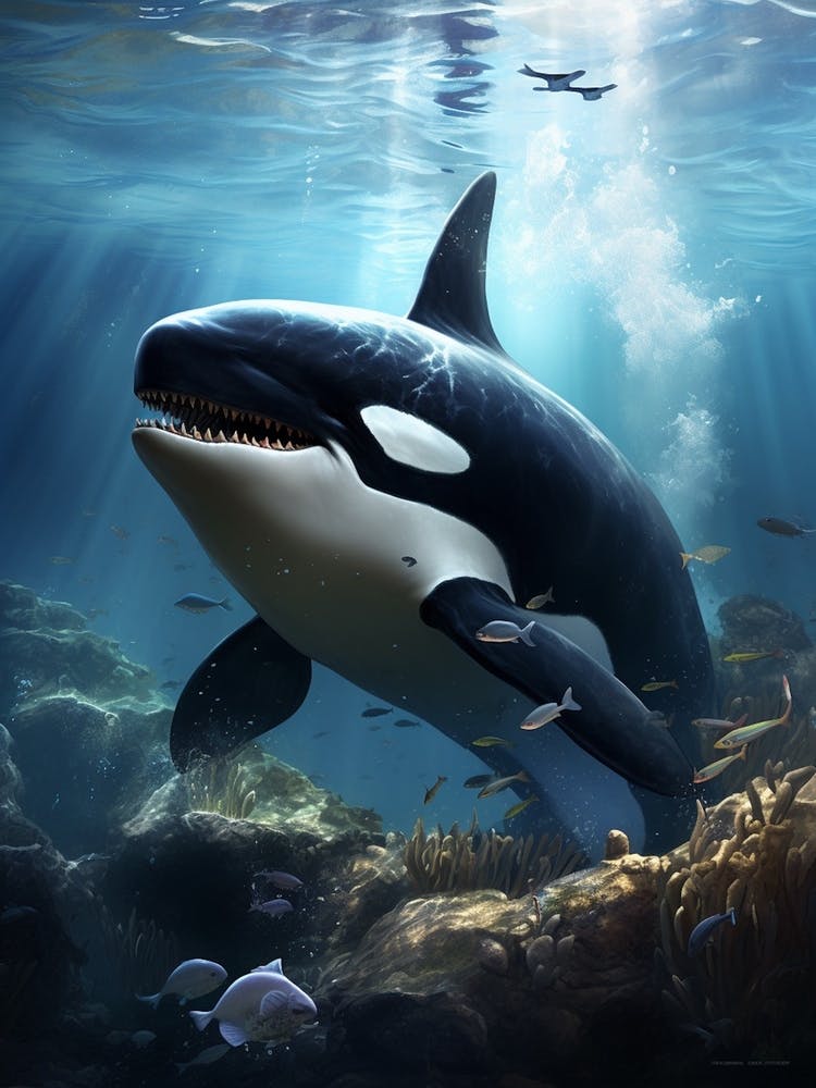 Orca Whale Smiling Underwater Art Print by Energy of the Sea – Fy!