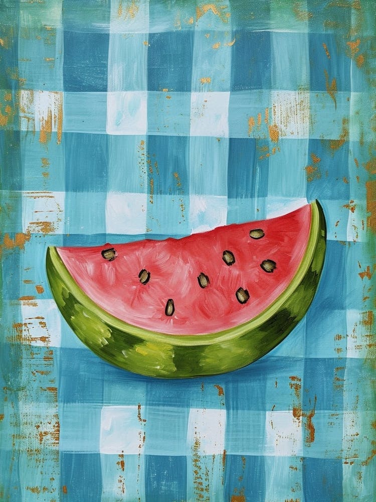 Watermelon Blue Checkerboard 4 Art Print by Artful Appetite – Fy!