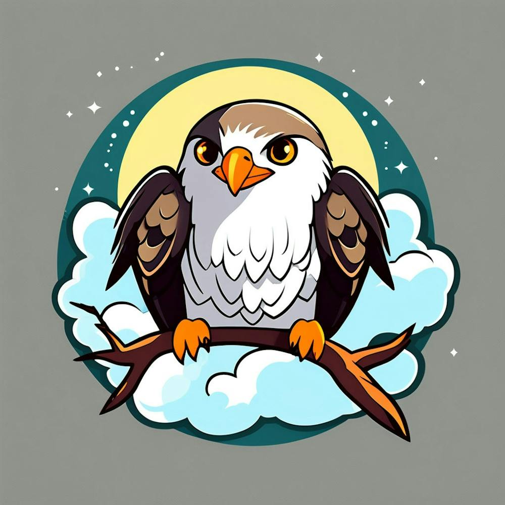 Design Of A Falcon In The Sky Sticker 2d Cute Fantasy Dreamy Vector ...