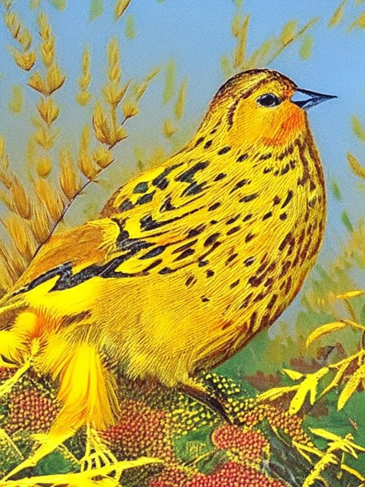Yellowhammer Pointillism Bird Art Print by Featherline – Fy!