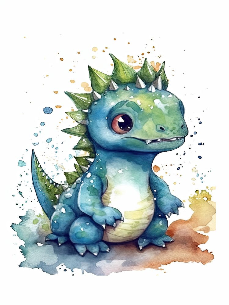 Einiosaurus Cute Dinosaur Watercolour 4 Art Print by Dino Dreams Art – Fy!
