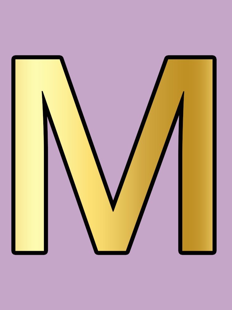 Letter M Gold Alphabet Lilac Art Print by Mambo – Fy!