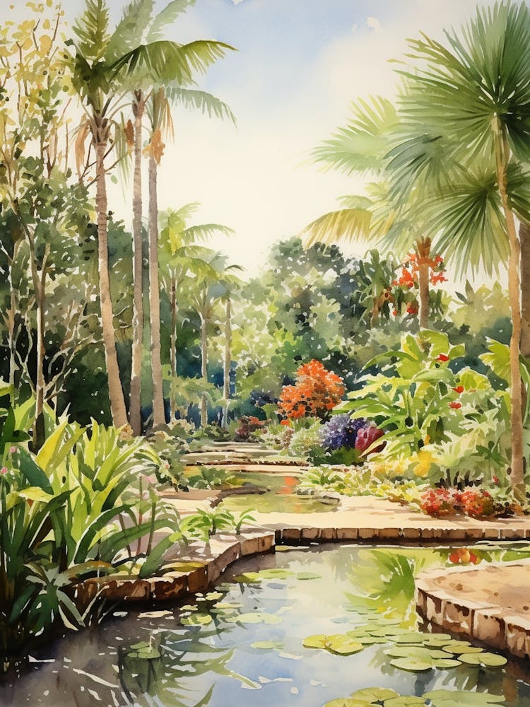 Nong Nooch Tropical Garden Watercolour 1 Art Print by Gardens of the ...
