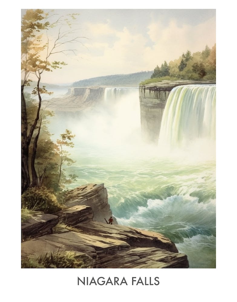 Niagara Falls Watercolor 4travel Poster Art Print by Fusion Designs – Fy!