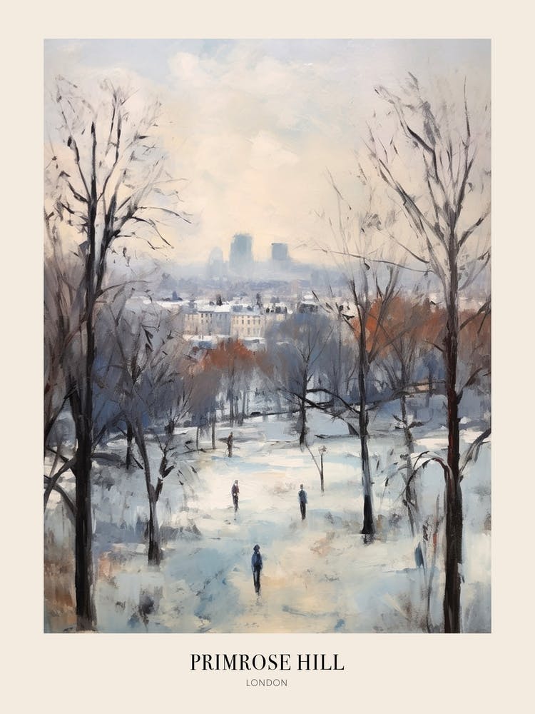 Winter City Park Poster Primrose Hill Park London 3 Art Print by Bon ...