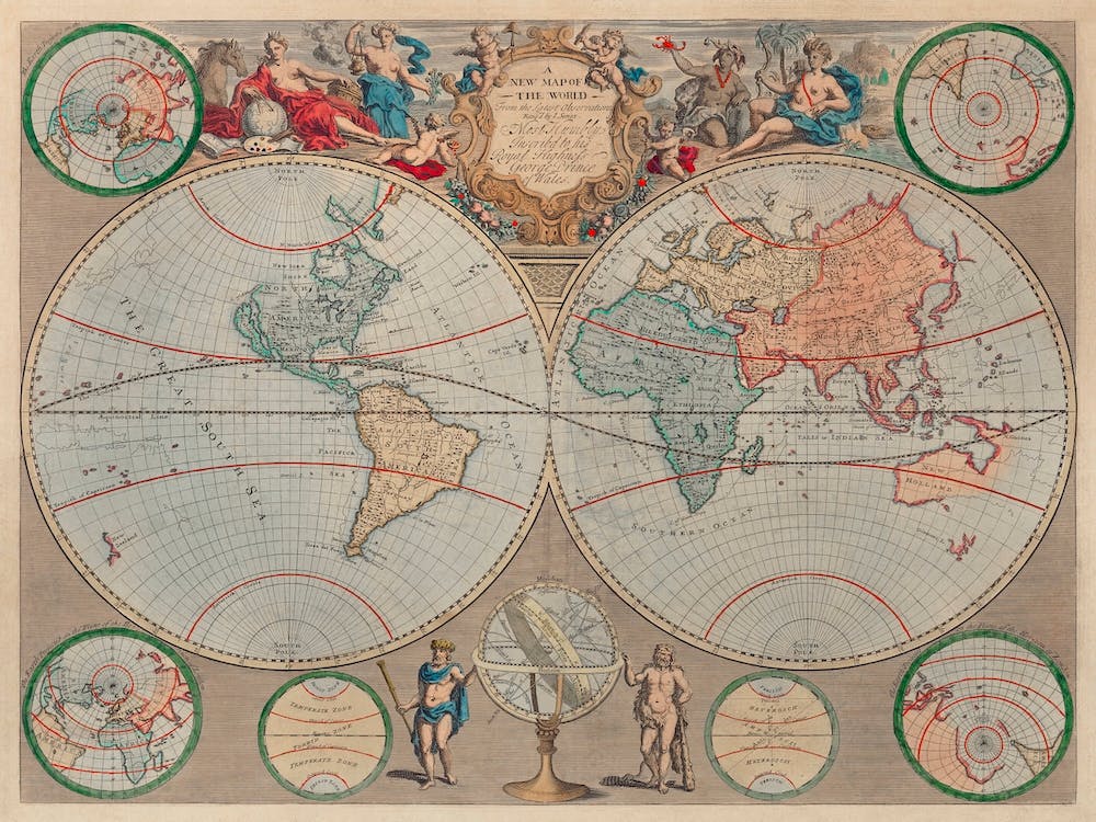 A New Map Of The World Cartographic Material From The Latest ...