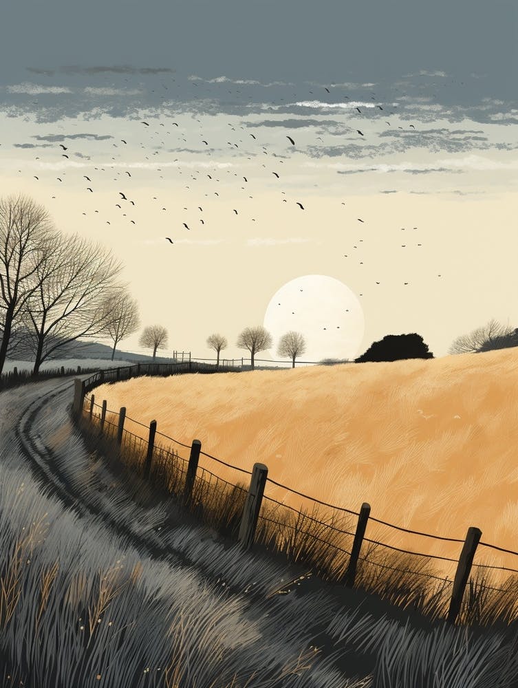 The Cotswold Way England 2 Hiking Trail Landscape Art Print by ...