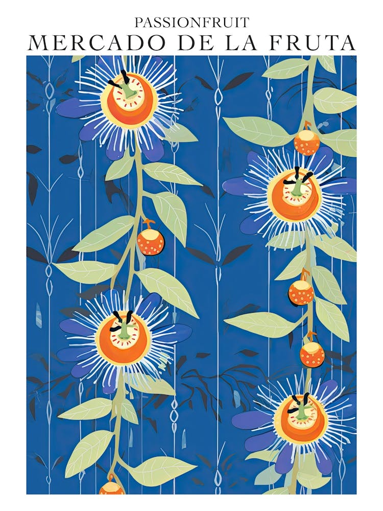Mercado De La Fruta Passionfruit Illustration 3 Poster Art Print by ...