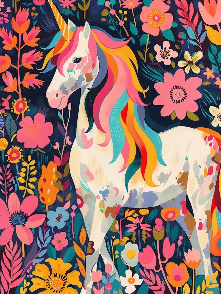 Colourful Unicorn Fauvism Inspired 1 Art Print by Mystical Magic – Fy!