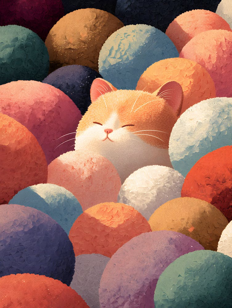 Cat In The Spheres 1 Art Print by BestArt – Fy!