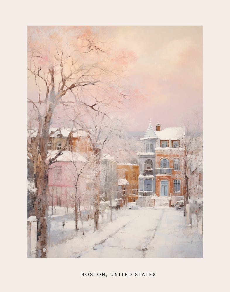 Dreamy Winter Painting Poster Boston Usa 2 Art Print by Bon Hiver ...