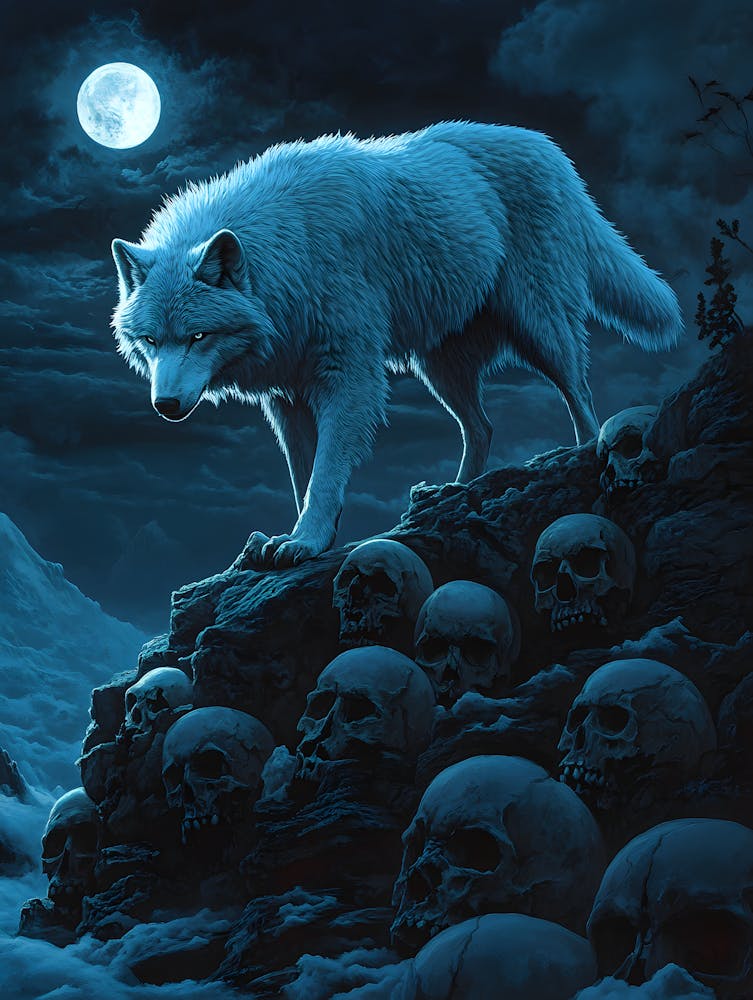 White Wolf Stepping Across Skulls 7 Art Print by BestArt – Fy!
