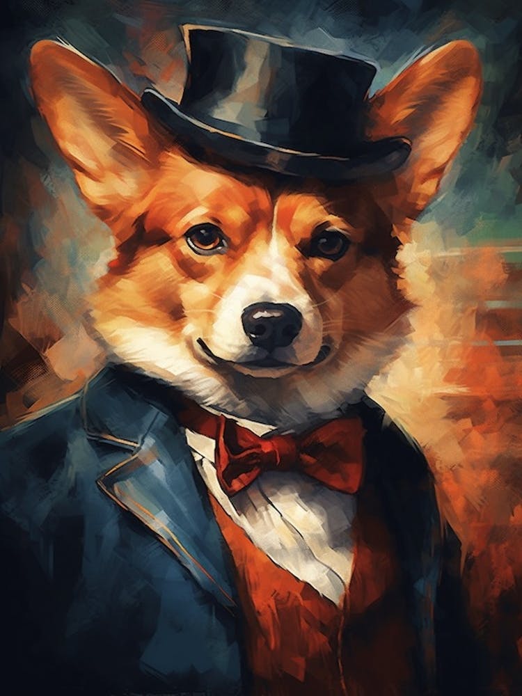 Gangster Dog Pembroke Welsh Corgi 3 Art Print by Woof and Whiskers – Fy!