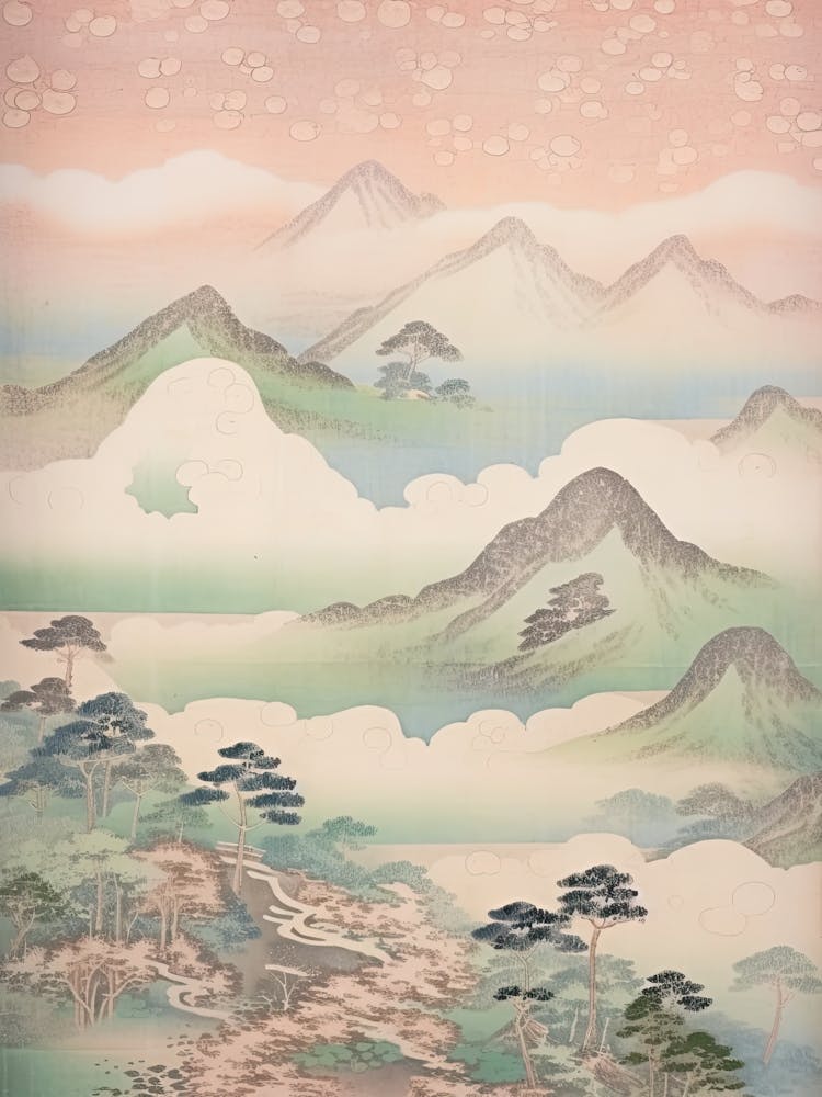 Mount Akagi In Gunma Japanese Landscape 1 Art Print by Travel Poster ...