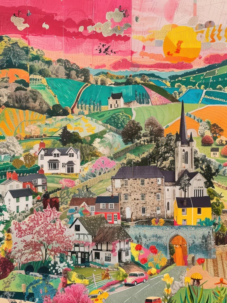 Devon Retro Collage Style 2 Art Print by Cityscape Art Co. – Fy!