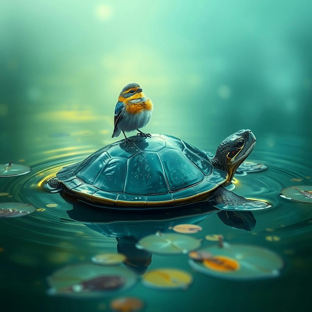 Bird On Turtle 1 Art Print by AnikArts – Fy!