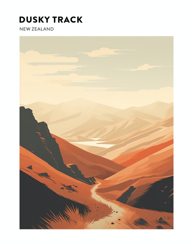 Dusky Track New Zealand 2 Hiking Trail Landscape Poster Art Print by ...