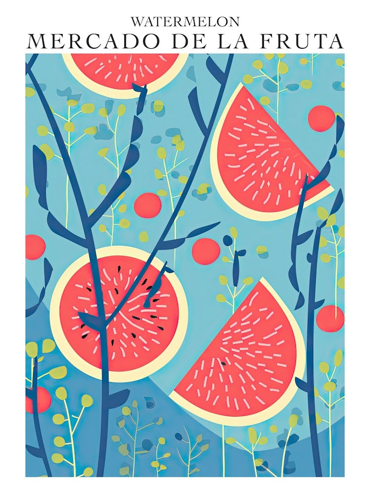 Mercado De La Fruta Watermelon Illustration 1 Poster Art Print by ...