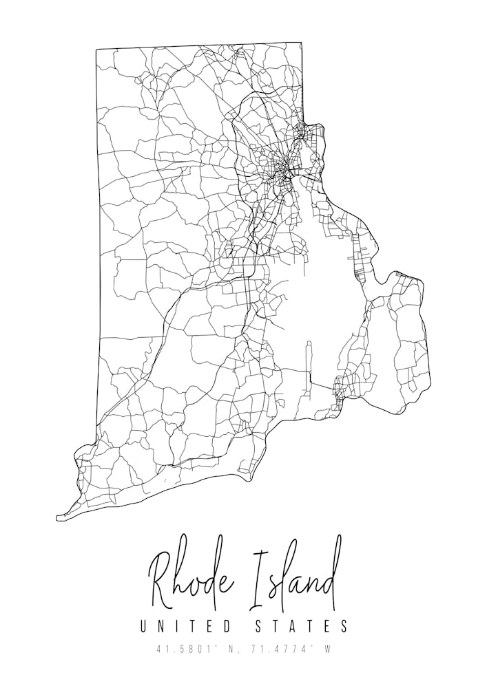 Rhode Island Minimal Street Map Art Print by Typologie Paper Co – Fy!