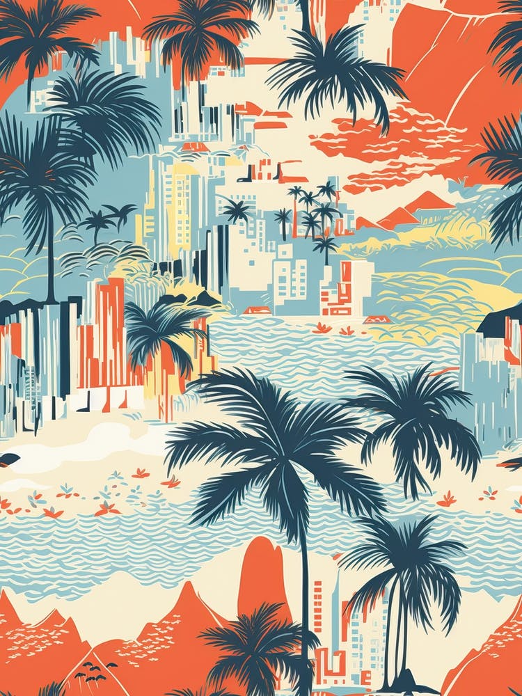 Rio De Janeiro, Brazil, Inspired Travel Pattern 4 Art Print by House of ...
