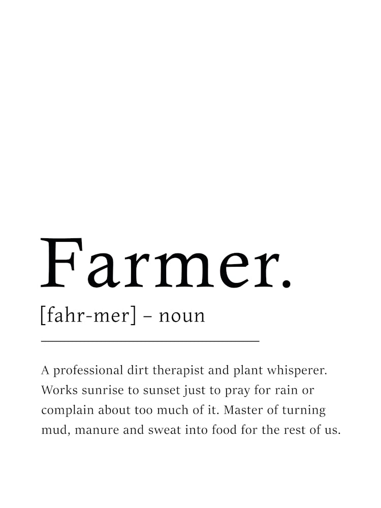 Farmer Definition Poster - Dictionary Art Print by Panda Zen Studios – Fy!