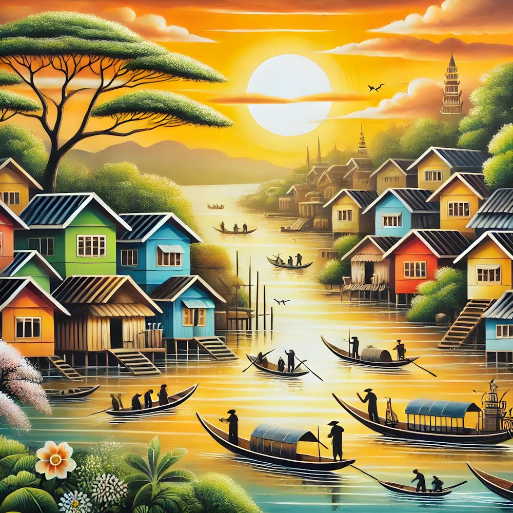 Riverside Harmony A Folk Art Tale Art Print by Gutyz Designs – Fy!