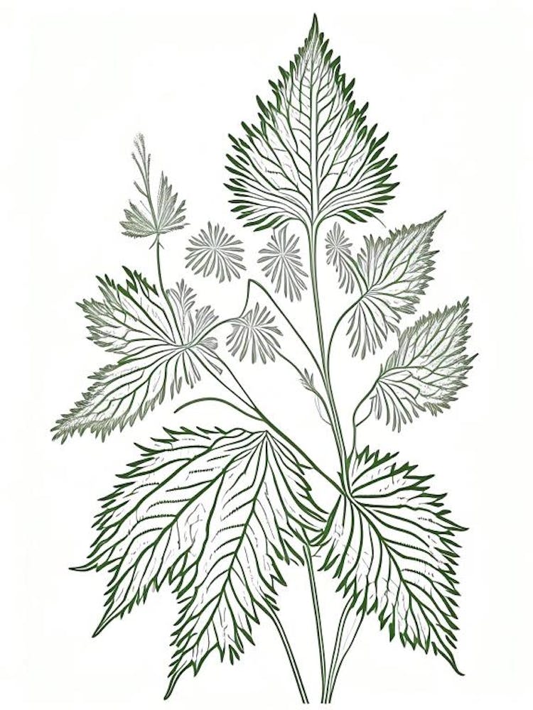 Nettle Herb William Morris Inspired Line Drawing 2 Art Print by ...