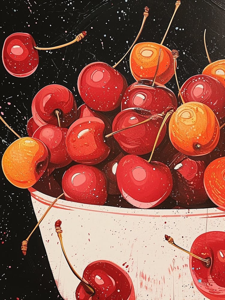 Art Deco Cherry Explosion Art Print by Colourful Harvest – Fy!