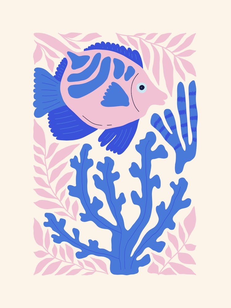 Blue And Pink Fish Art Print by marybazar – Fy!