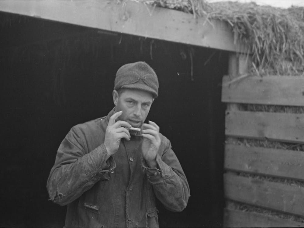 Rex Inman, Farmer, Near Estherville, Iowa, Rolling A Cigarette, Very ...