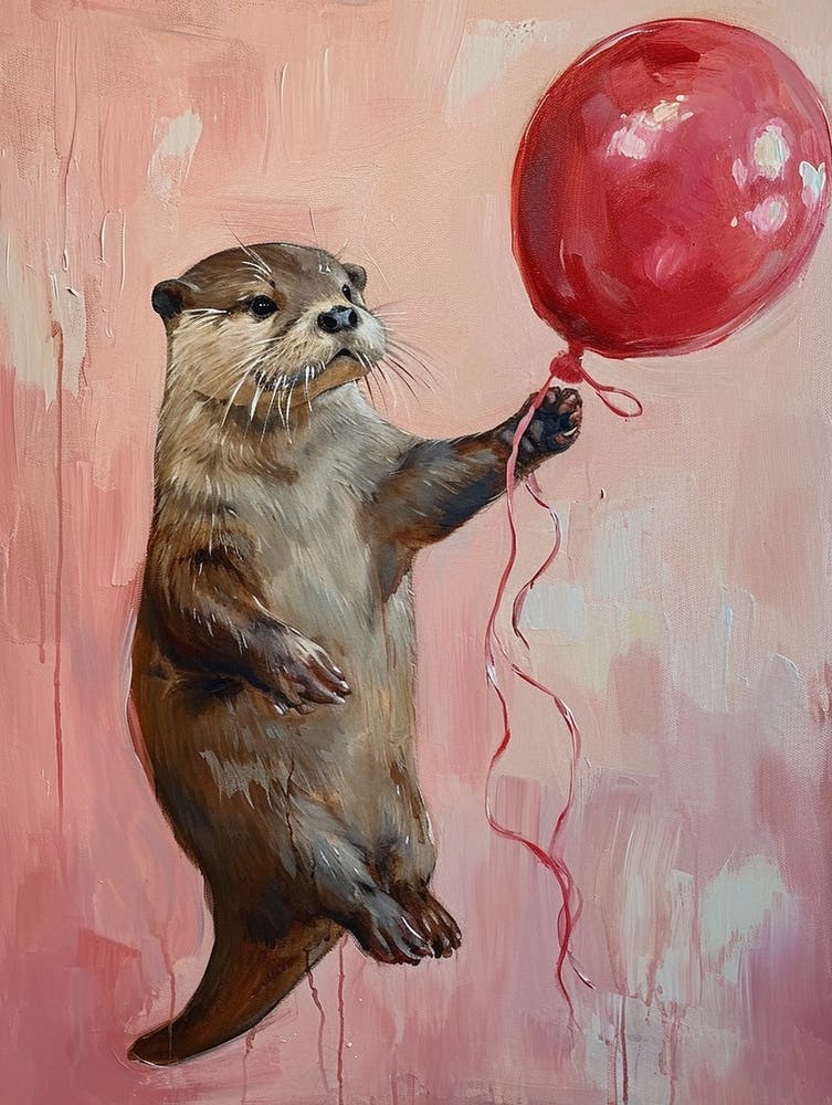 Cute Otter 2 With Balloon Art Print by Scribble Studio – Fy!
